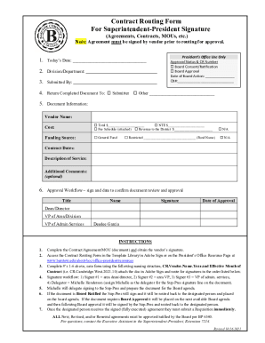 Fillable Online Contract Routing Form For Superintendent-President ...