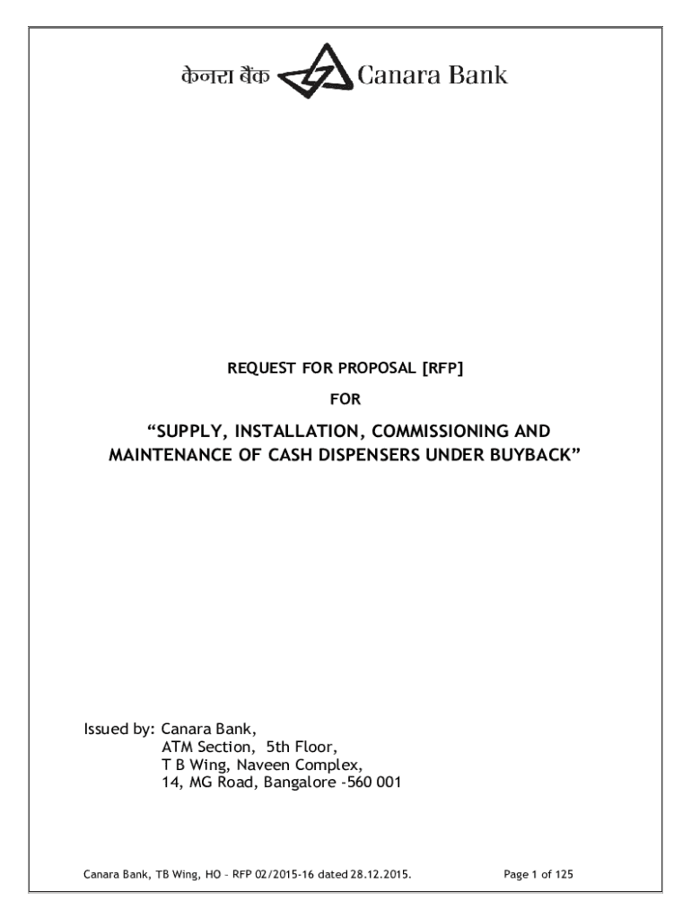 Fillable Online Request for Proposal (RFP) - Canara Bank Fax Email ...