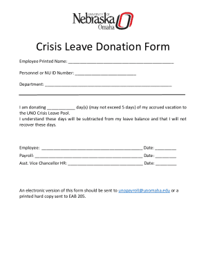 Fillable Online Crisis Leave Donation Certification Form Fax Email ...