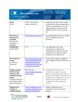 Fillable Online New Westminster TB Clinic Client Resource List ... Fax ...