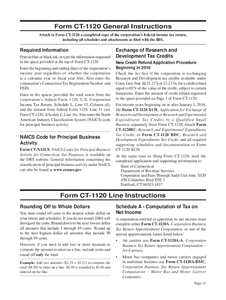 Fillable Online Form CT-1120 General Instructions Fax Email Print ...