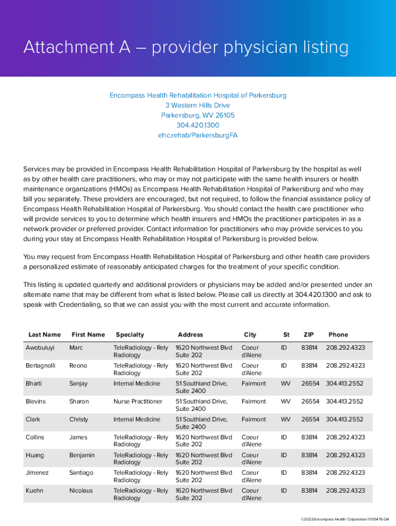 Fillable Online Encompass Health Corporation - hscrc Fax Email Print ...