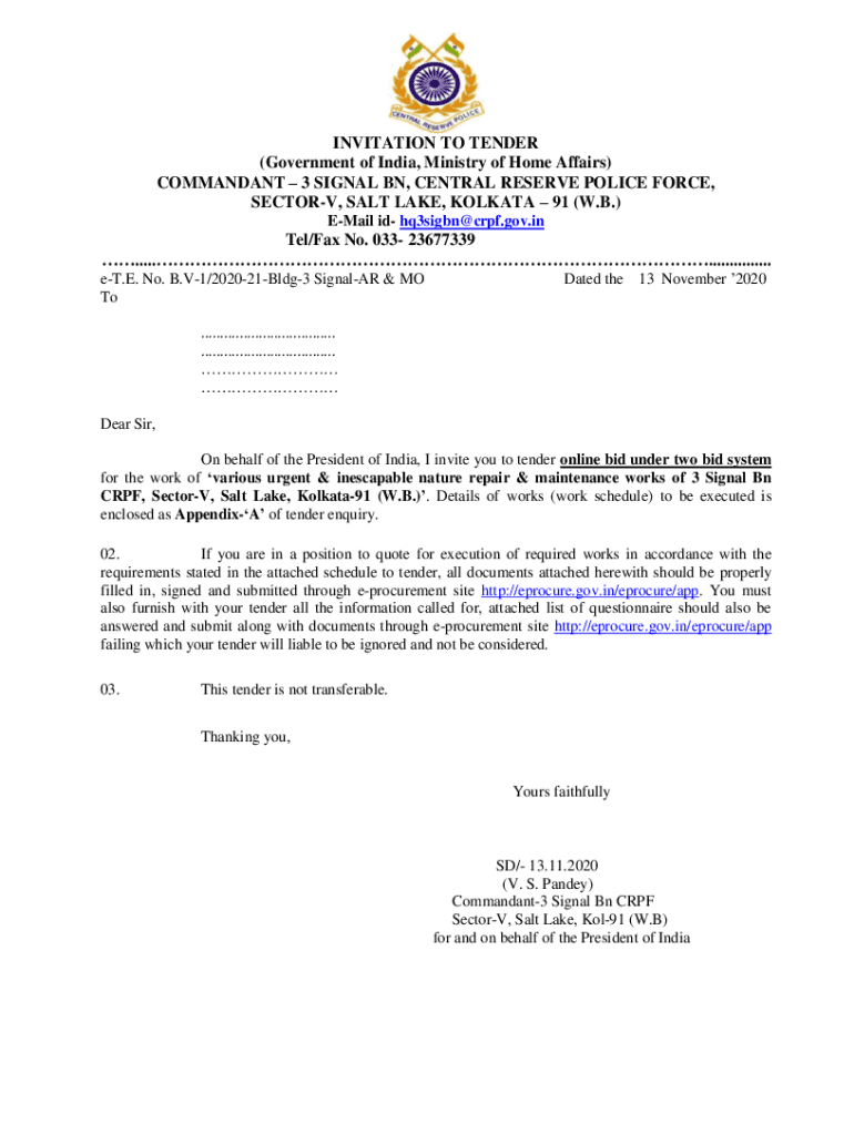 Fillable Online crpf gov 3 Signal Bn CENTRAL RESERVE POLICE FORCE ...