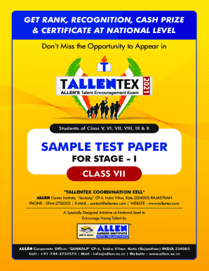 Fillable Online Tallentex-Class-7th-Sample-Paper.pdf Fax Email Print ...