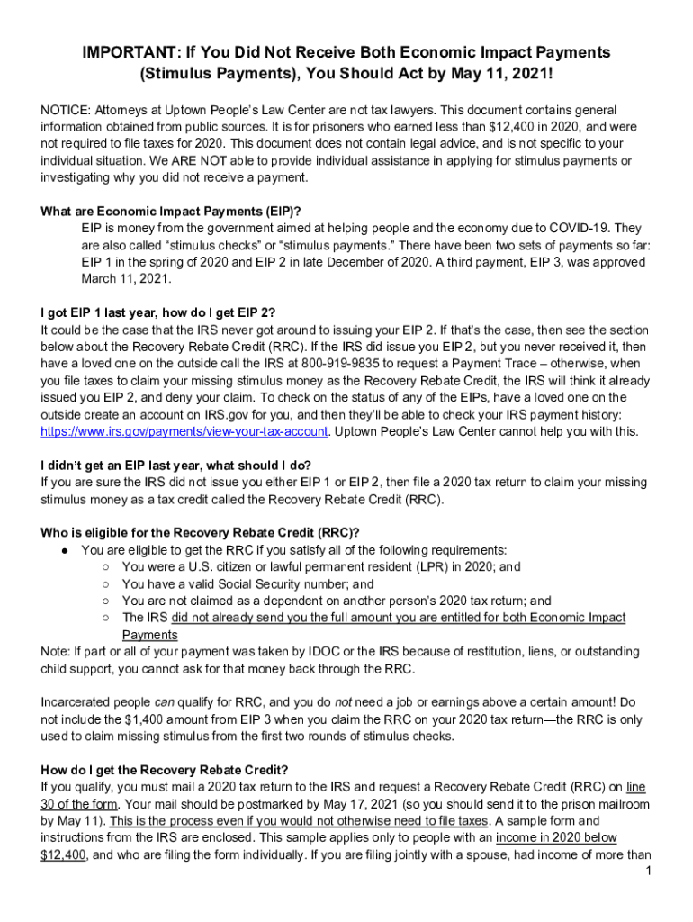 Fillable Online If You Did Not Receive Both Economic Impact Payments ...