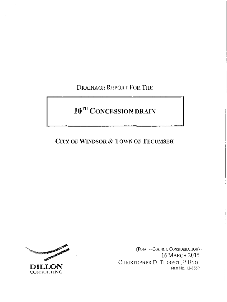 Fillable Online Drainage Report for the - BROADWAY DRAIN - City Of ...