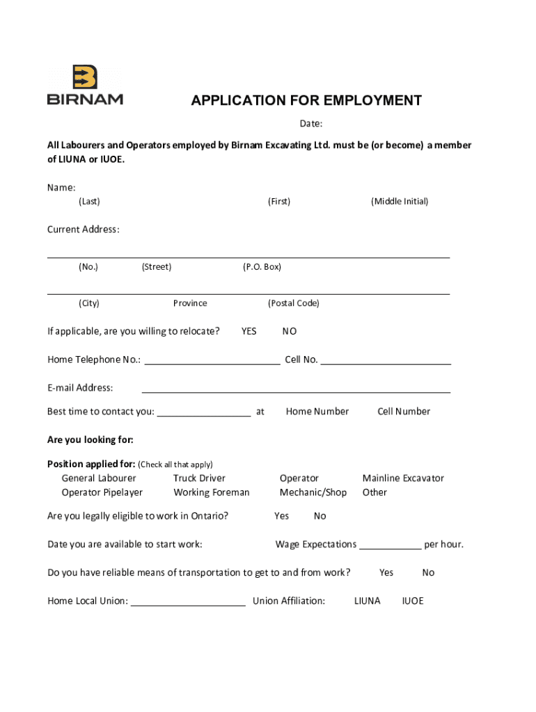 Fillable Online Travis McLeod - HR/H&S Manager - Birnam Excavating Ltd ...