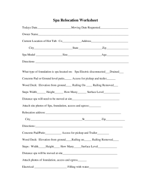 Fillable Online Spa Relocation Worksheet.doc Fax Email Print - pdfFiller