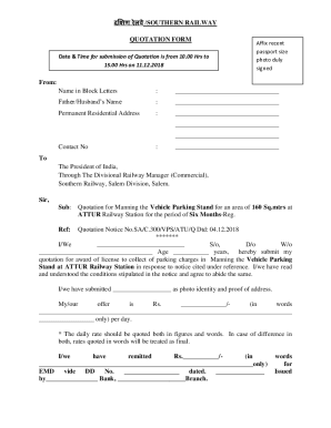 Fillable Online /SOUTHERN RAILWAY QUOTATION FORM ... Fax Email Print ...