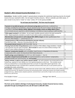 Fillable Online Student Untaxed Income Worksheet Fax Email Print ...