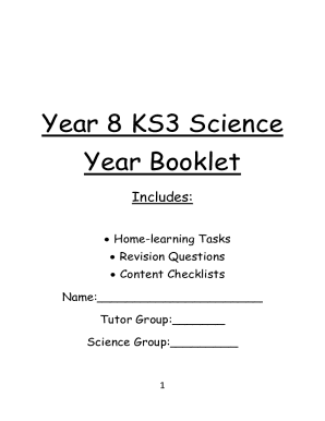 Fillable Online Year 8 KS3 Science Year Booklet - Alec Reed Academy Fax ...