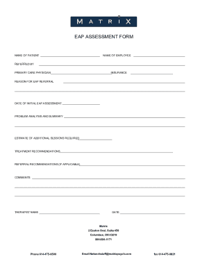 Fillable Online EAP ASSESSMENT FORM - Matrix Fax Email Print - pdfFiller