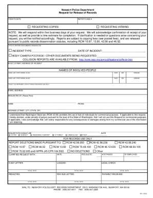 Fillable Online Request Records - Newport Police Department Fax Email ...