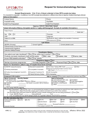 Fillable Online Blood Bank SpecimensDepartment of Pathology Fax Email ...