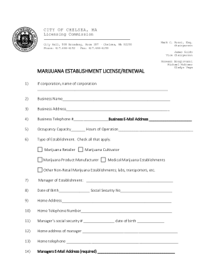 Fillable Online marijuana establishment license/renewal application Fax ...