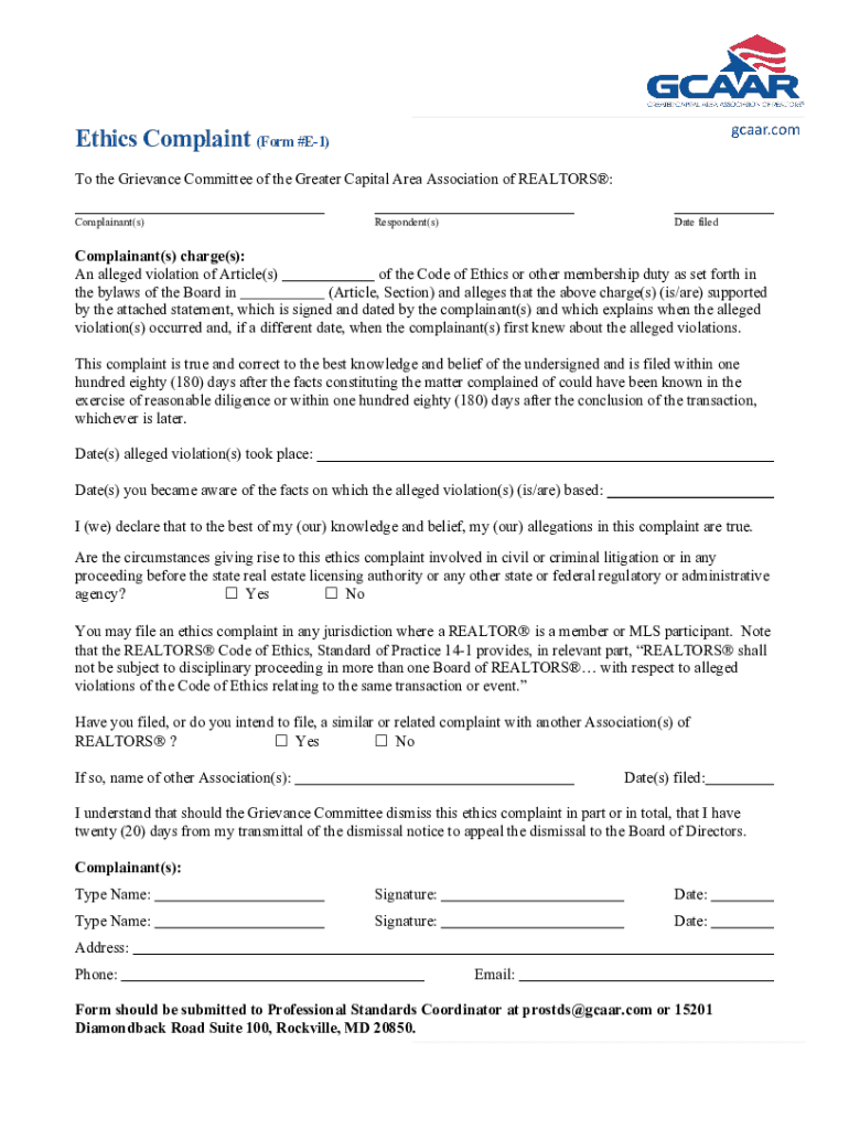 Fillable Online Ethics Complaint Form Template - Jotform Fax Email ...