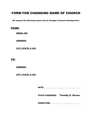 Fillable Online FORM FOR CHANGING NAME OF CHURCH Fax Email Print ...