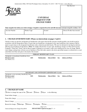 Fillable Online Fillable Online UNIVERSAL REQUEST FOR CHANGE FORM Fax Email Print - pdfFiller