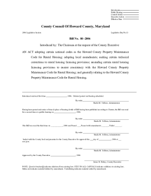 Fillable Online AN ACT adopting certain national codes as the Howard ...