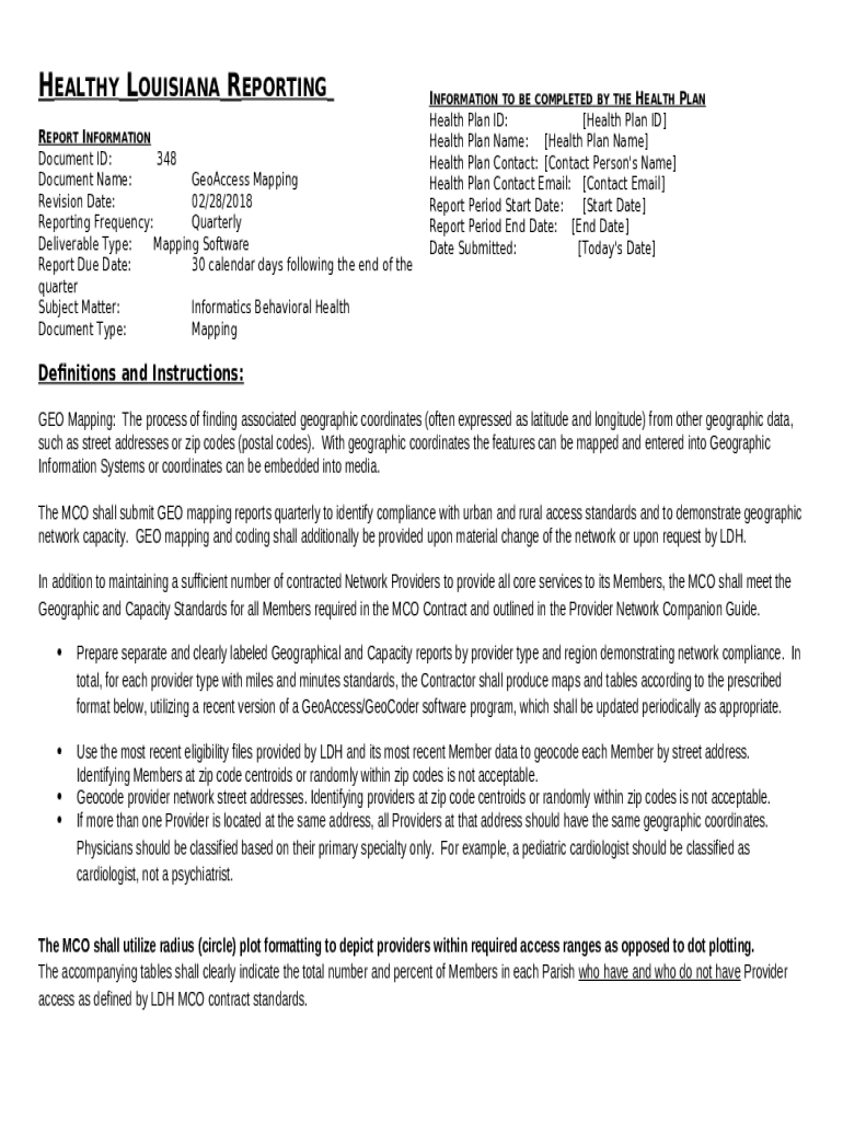 348 GeoAccess Mapping - La Dept. of Health Doc Template | pdfFiller