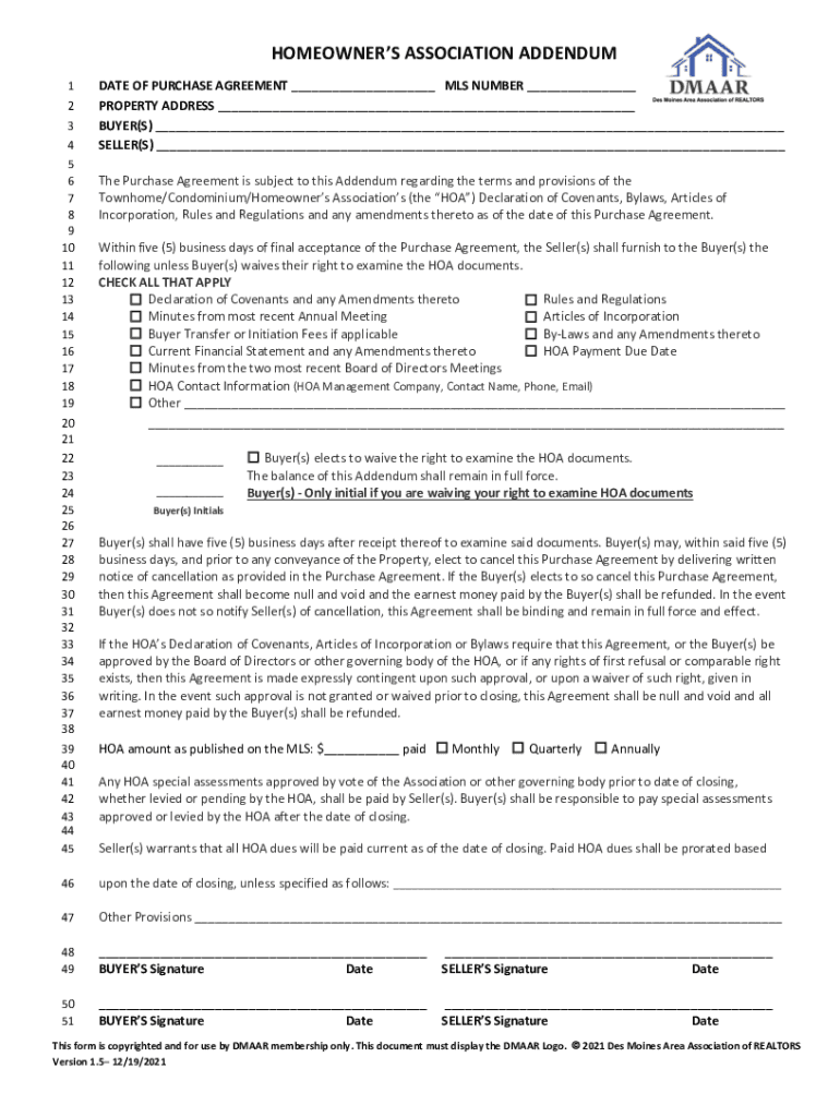 Fillable Online DMAAR HOA FORM Ver 1.5 Final.docx Fax Email Print ...