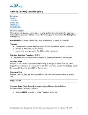 Fillable Online New Service Delivery Location (SDL) Quick Reference Fax ...