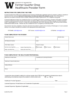 Fillable Online Former Quarter Drop Healthcare Provider Form - Seattle ...