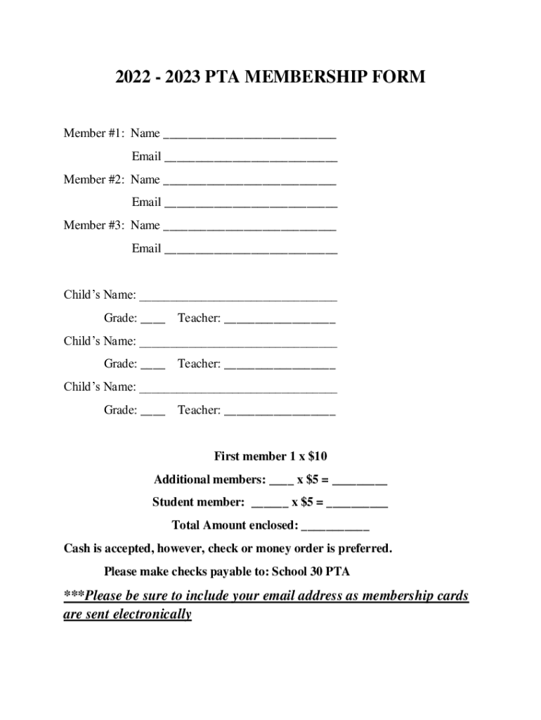 Fillable Online PTA / Membership and Forms - Somers Central School ...