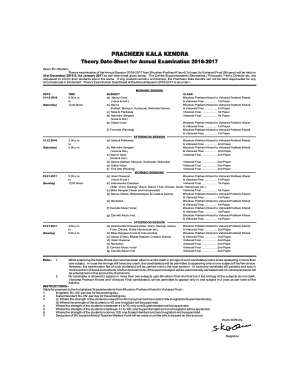 Fillable Online Theory Date-Sheet for Annual Examination 2016-2017 ...