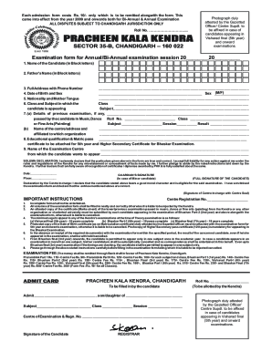Fillable Online Examination form for Annual/Bi-Annual examination ...