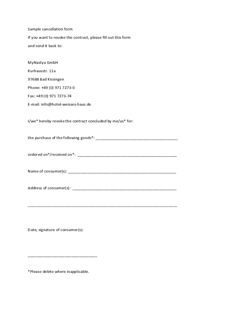 Fillable Online Sample Letters of Cancellation of Business Contract Fax ...