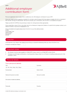 Fillable Online Additional employer contribution form - AJ Bell Fax ...