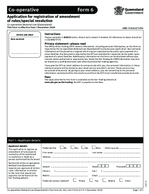 Fillable Online Form 6 - Application for registration of amendment of ...