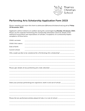 Fillable Online Performing Arts Academy APPLICATION FORM Fax Email ...