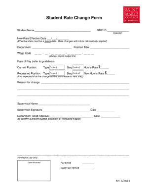 Fillable Online Student Rate Change Form Fax Email Print - pdfFiller