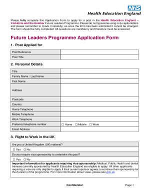 Fillable Online Future Leaders Programme Application Form Fax Email ...