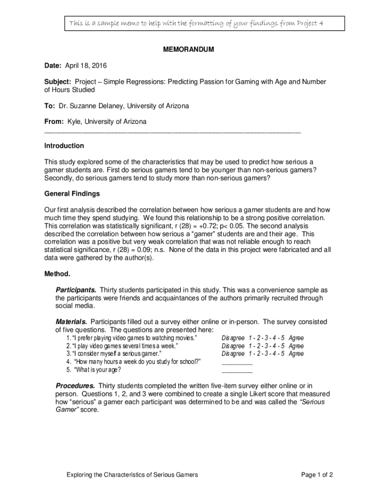 Fillable Online courses eller arizona This is a sample memo to help with the formatting of your ...