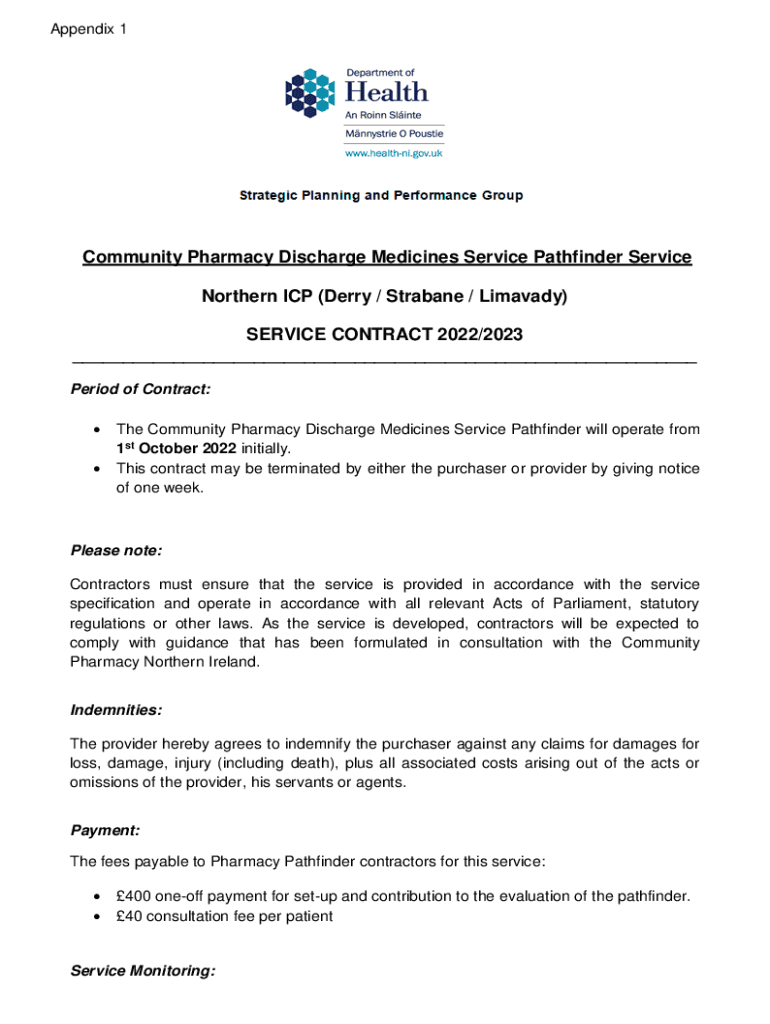 Fillable Online hscbusiness hscni Community Pharmacy Discharge ...