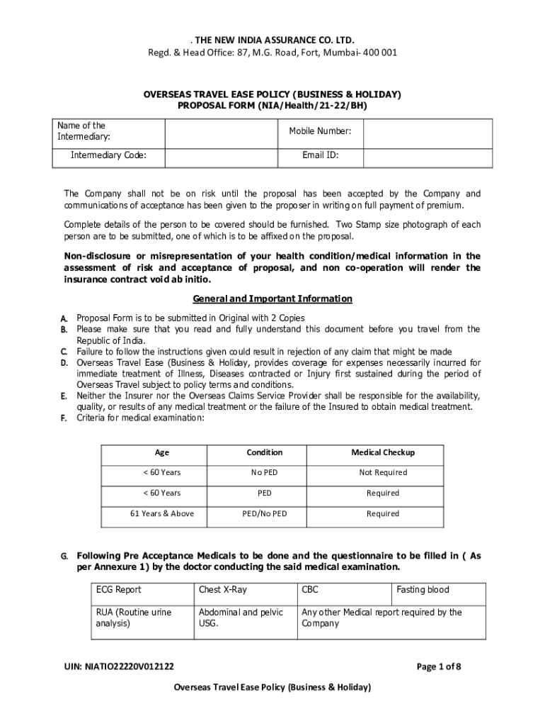 Fillable Online Proposal Form - Overseas Travel Ease (Business ...