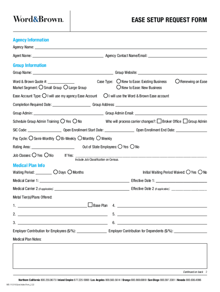 Fillable Online Ease Setup Request Form Instructions Fax Email Print Pdffiller