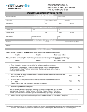 Fillable Online Weight Loss Medication Request Form Fax Email Print ...