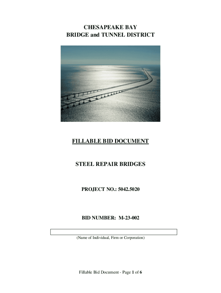 Fillable Online Fillable Bid Document - Chesapeake Bay Bridge-Tunnel Fax Email Print - pdfFiller