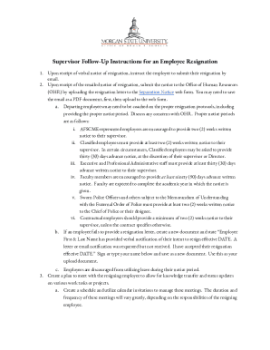 Fillable Online Supervisor Follow-Up Instructions for an Employee ...