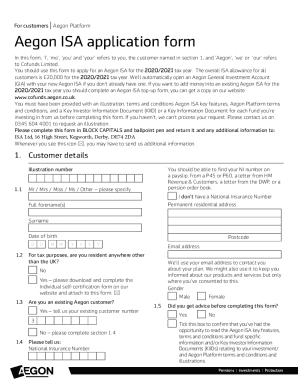 Fillable Online Aegon ISA transfer application form - ISA Ltd Fax Email ...