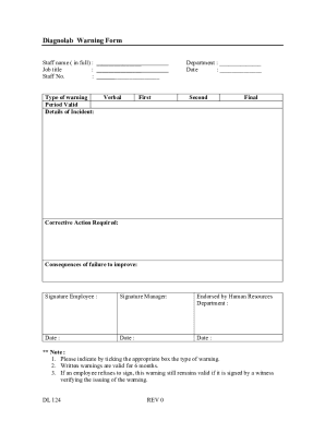 Fillable Online DL 124 WARNING FORM Fax Email Print - pdfFiller