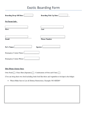 Fillable Online Exotic Boarding Form Fax Email Print - pdfFiller