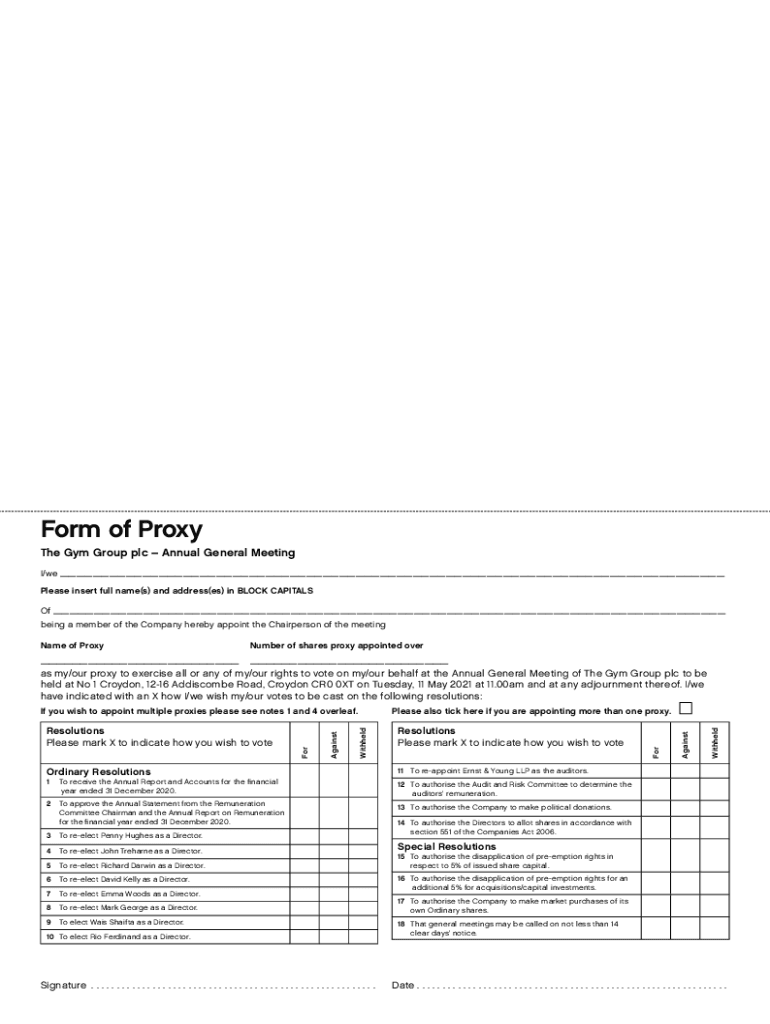 Fillable Online What Is a Proxy Statement? Definition, What's In It ...