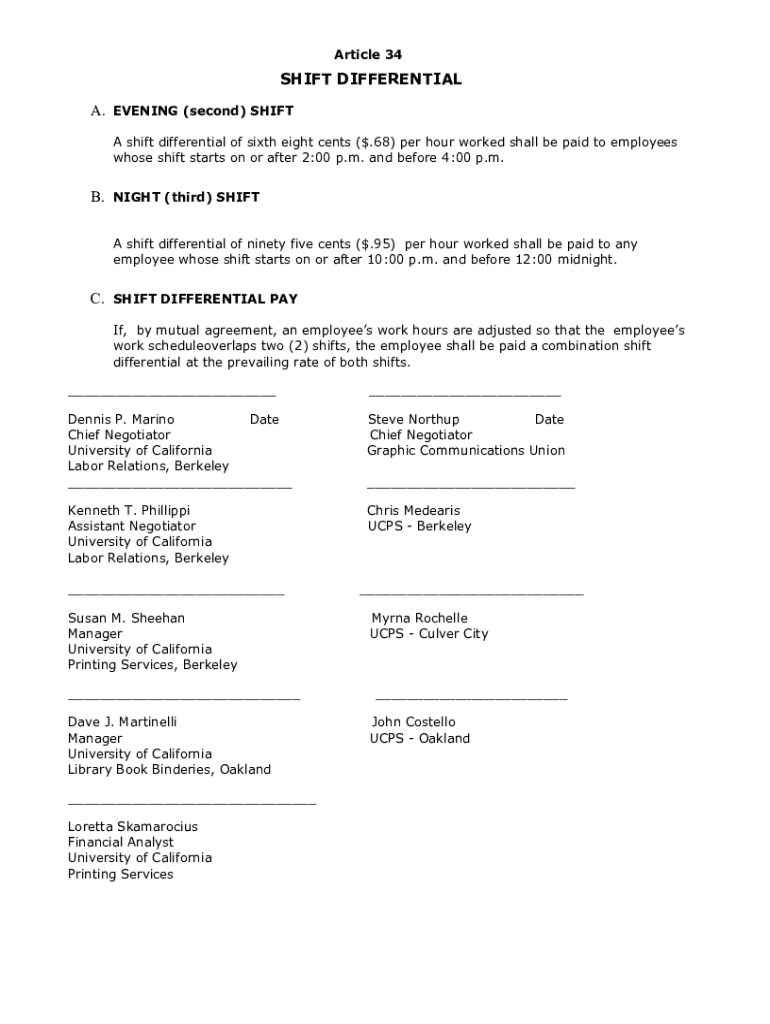 Fillable Online Shift Differential Sample Clauses - Law Insider Fax ...