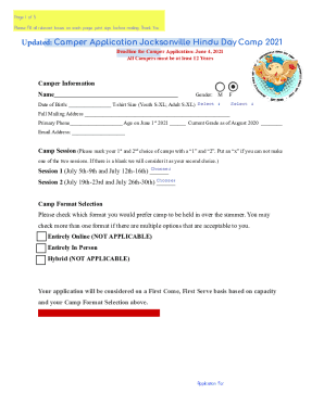 Fillable Online Purchase Day Camp Enrollment Application Fax Email ...
