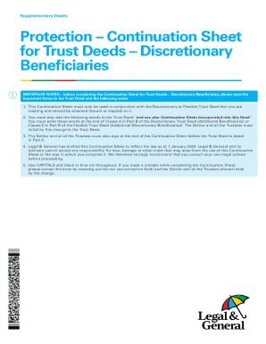 Fillable Online Continuation Sheet for Trust DeedsDiscretionary ...
